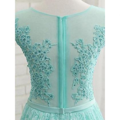 Ice Blue Lace Long Formal Dress, Light Blue Elegant Evening Dress, A ...