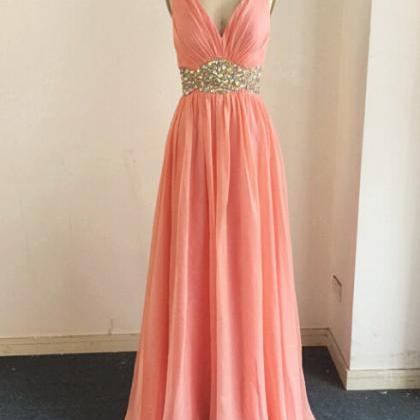 Beautiful Custom Made V-neckline Cross Back Long Prom Dress With ...