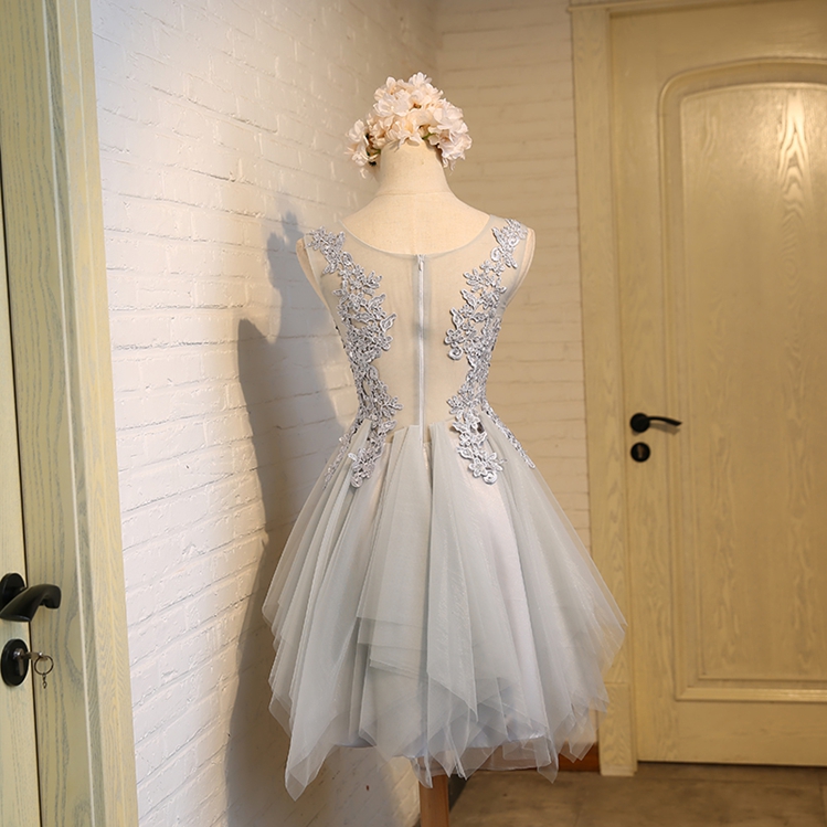 Grey Tulle Short High Low Party Dresses, Formal Dresses, Homecoming ...
