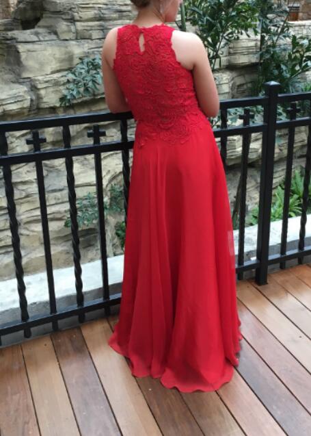 Red Lace And Chiffon Long Prom Dresses, Junior Prom Dress 2018, Red ...