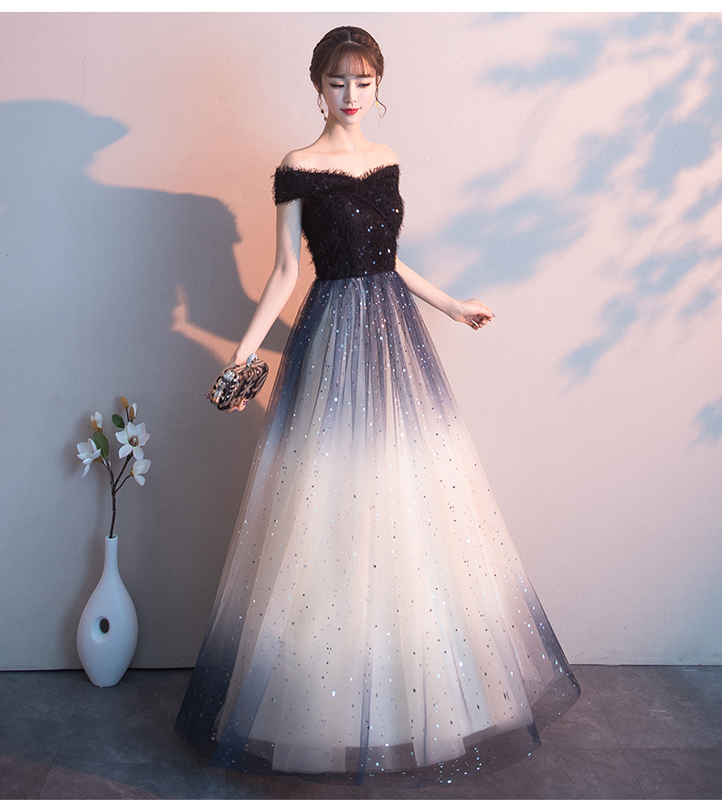 Beautiful Gradient Tulle Off Shoulder Bridesmaid Dress, Wedding Party ...