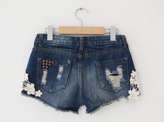 Pretty Crocheted Lace Denim Short, Denim Shorts 2014, Lace Shorts ...
