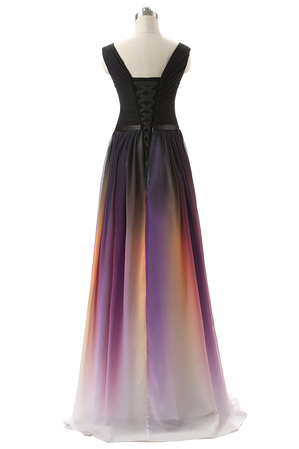 Beautiful Ombre V-neckline Chiffon Lace-up Prom Gowns, Prom Dresses ...