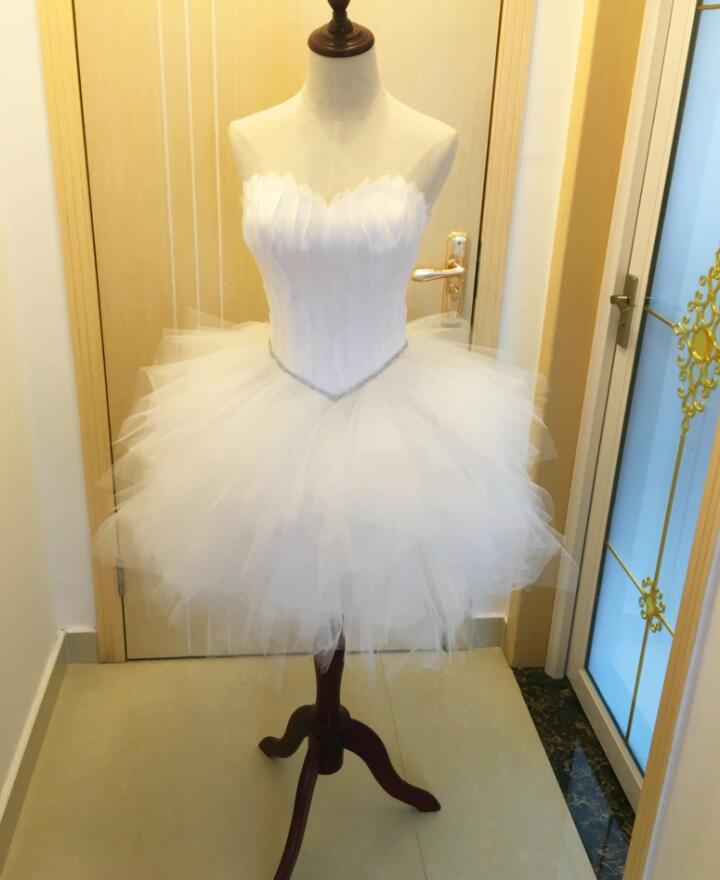 Lovely White Feathered And Tulle Cocktail Dresses, Cute White Mini ...