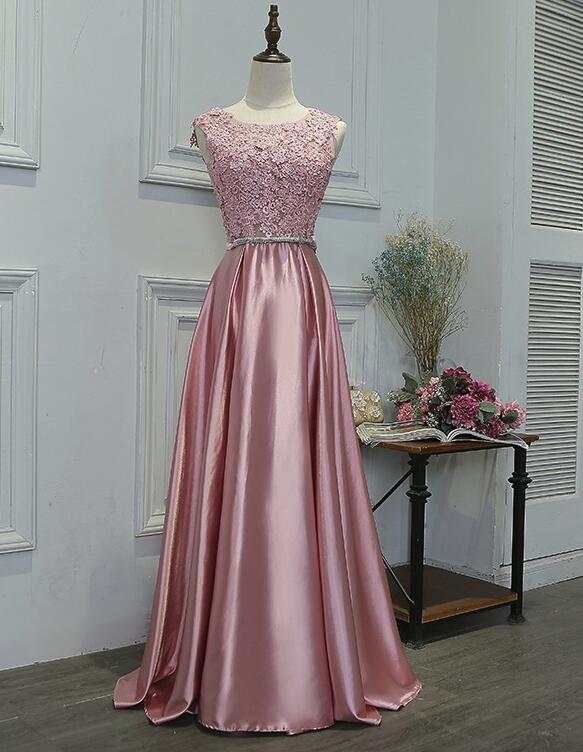 Charming Satin A-line Handmade Party Dress, Beautiful Formal Gowns ...