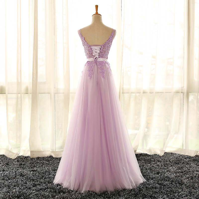 Cute A-line Tulle Long Light Purple Prom Dress, Party Gown on Luulla