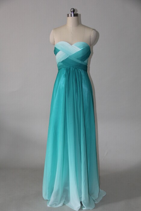 Beautiful Sweetheart Floor Length Gradient Blue Backless Prom Dresses ...